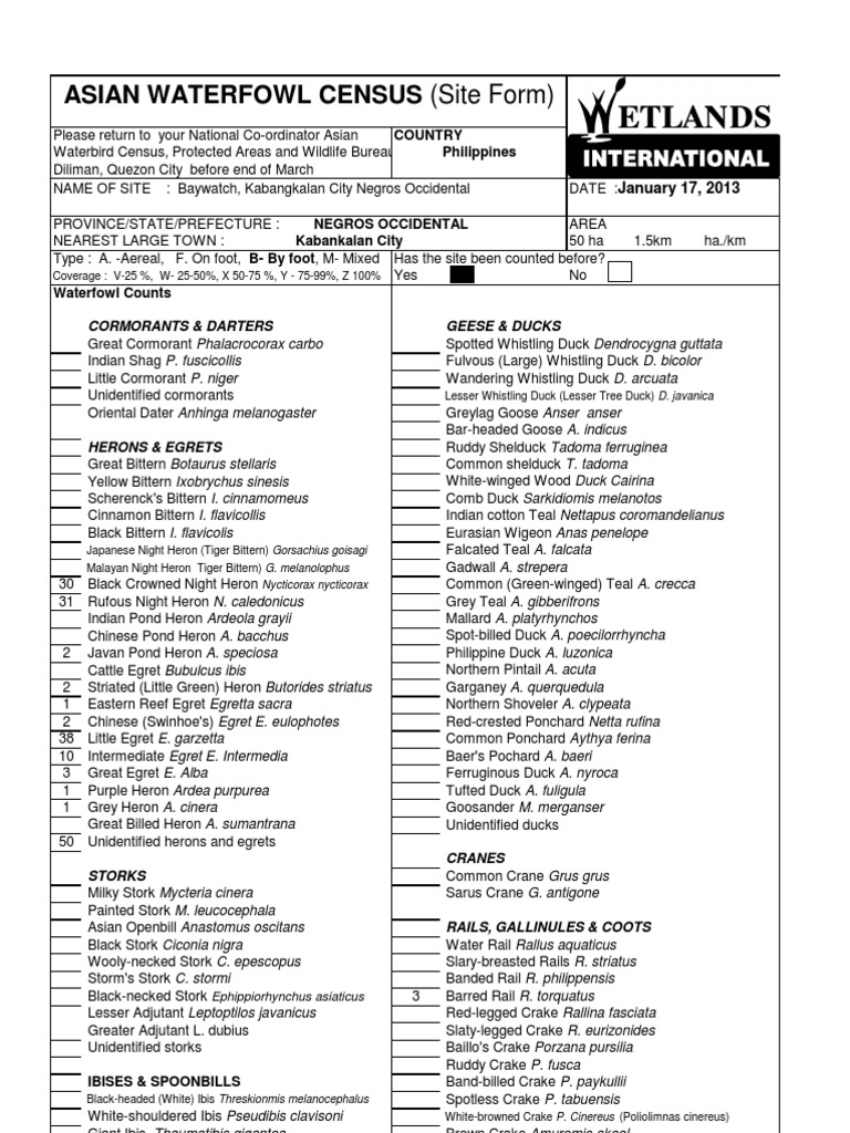 Waterbird Census in Negros Occidental | PDF | Home & Garden