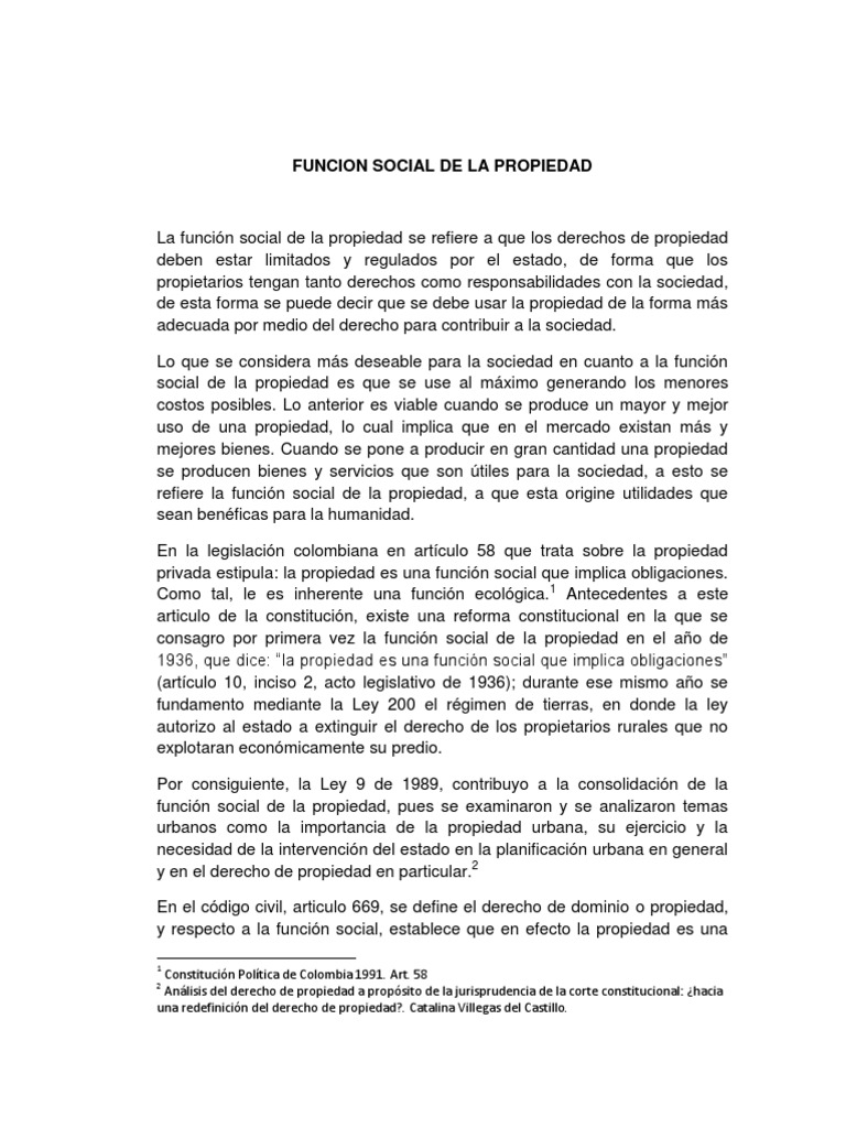 Funcion Social de La Propiedad | PDF | Propiedad | Sociedad