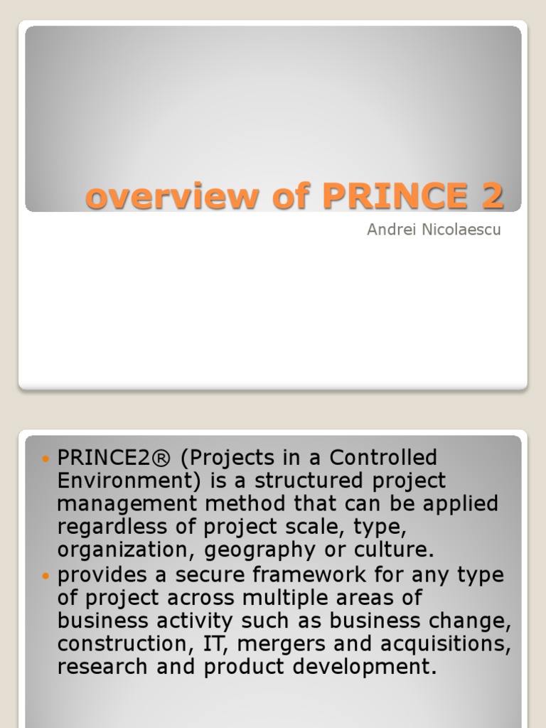 Overview of PRINCE 2 | PDF | Project Management | Leadership