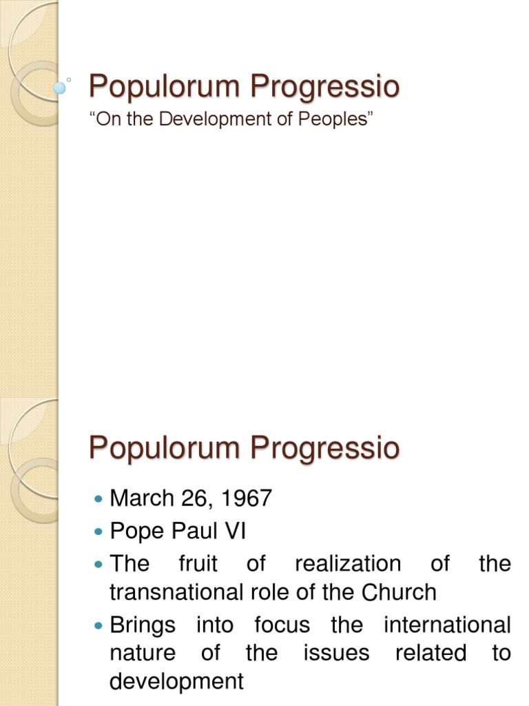 Populorum Progressio. | Politics | Religion And Belief
