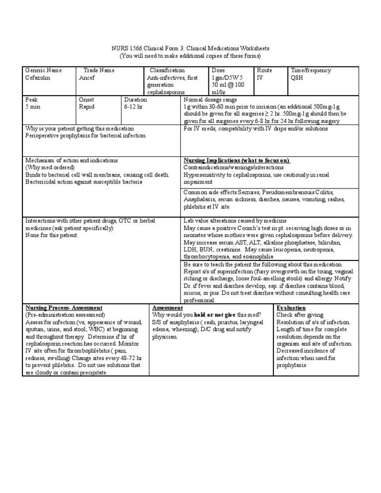 Cefazolin Ancef Drug Card | PDF | Drugs | Medical Specialties