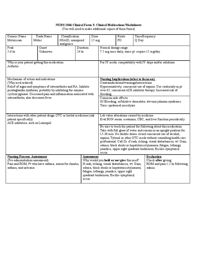 Mobic Drug Card | PDF | Drugs | Medical Treatments
