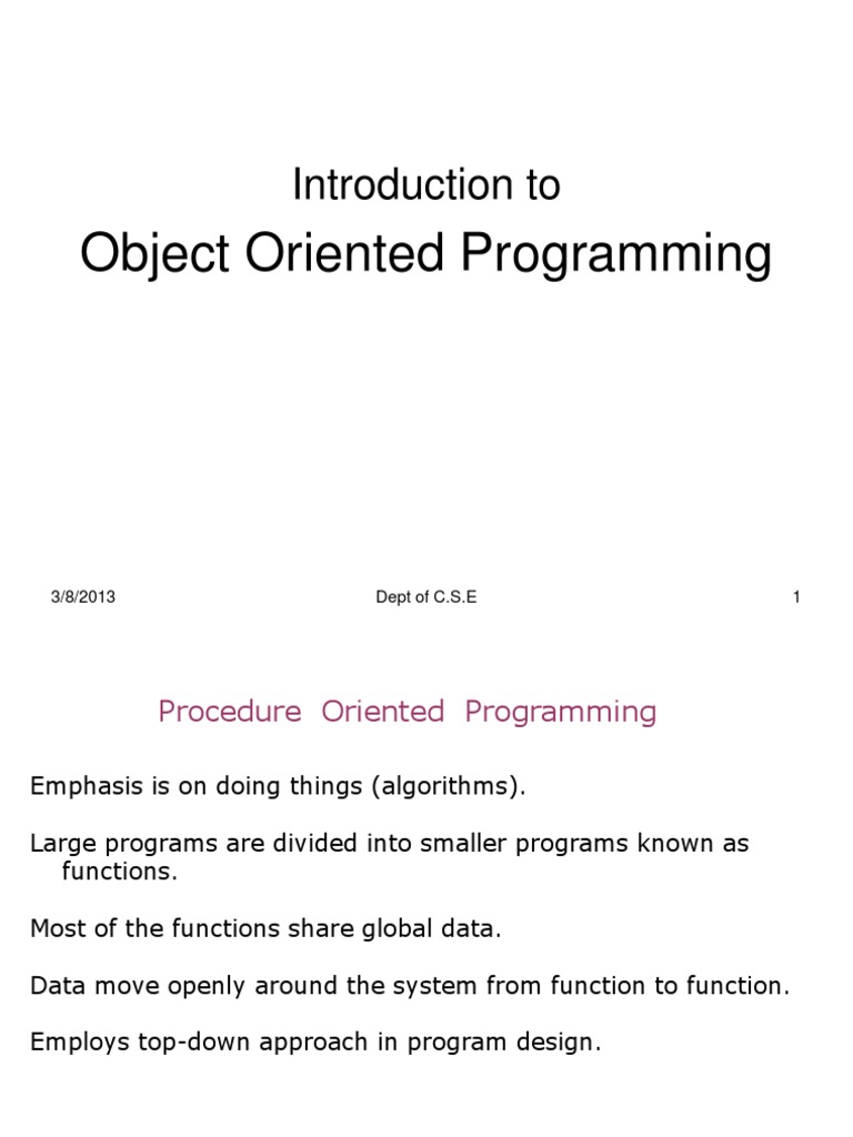 Object Oriented Programming Pdf Class Computer Programming Object Computer Science
