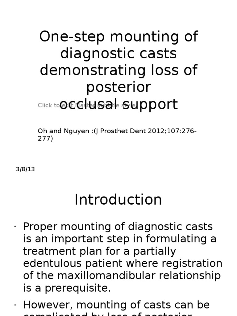 One-Step Mounting of Diagnostic Casts | PDF | Mouth | Human Head And Neck