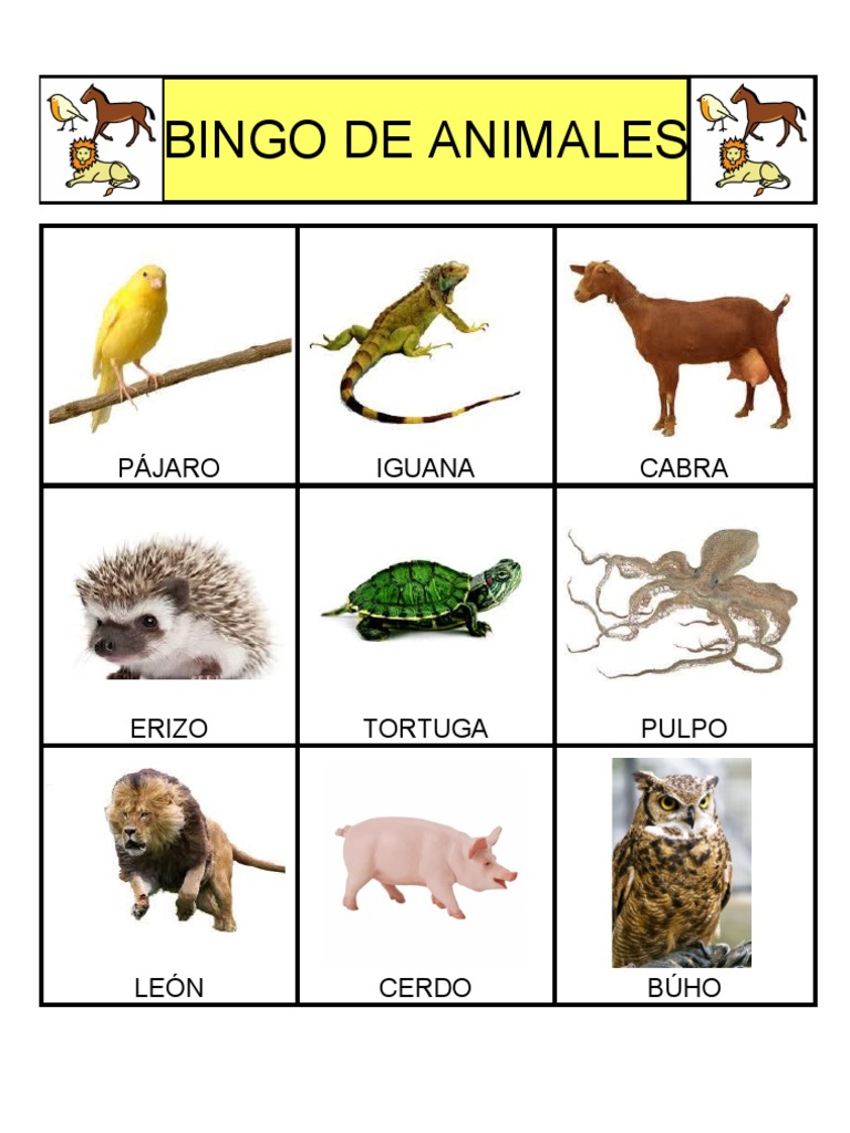 Bingo de Animales para Imprimir | PDF