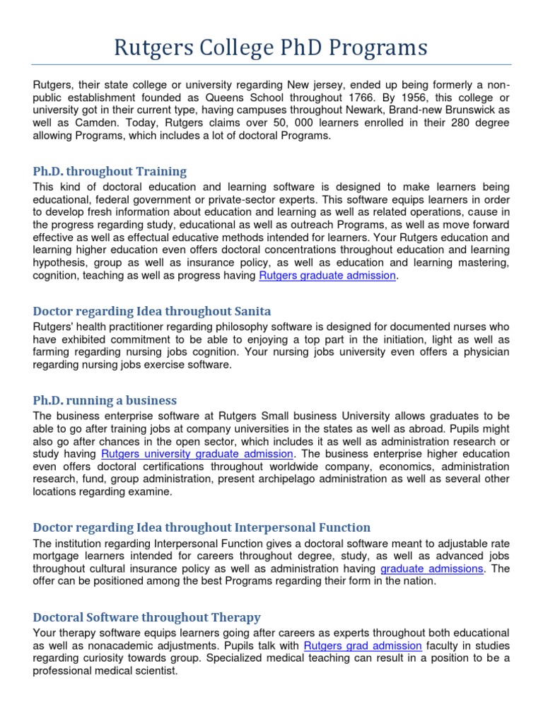 Rutgers College PHD Programs | PDF | Graduate School | Doctor Of Philosophy