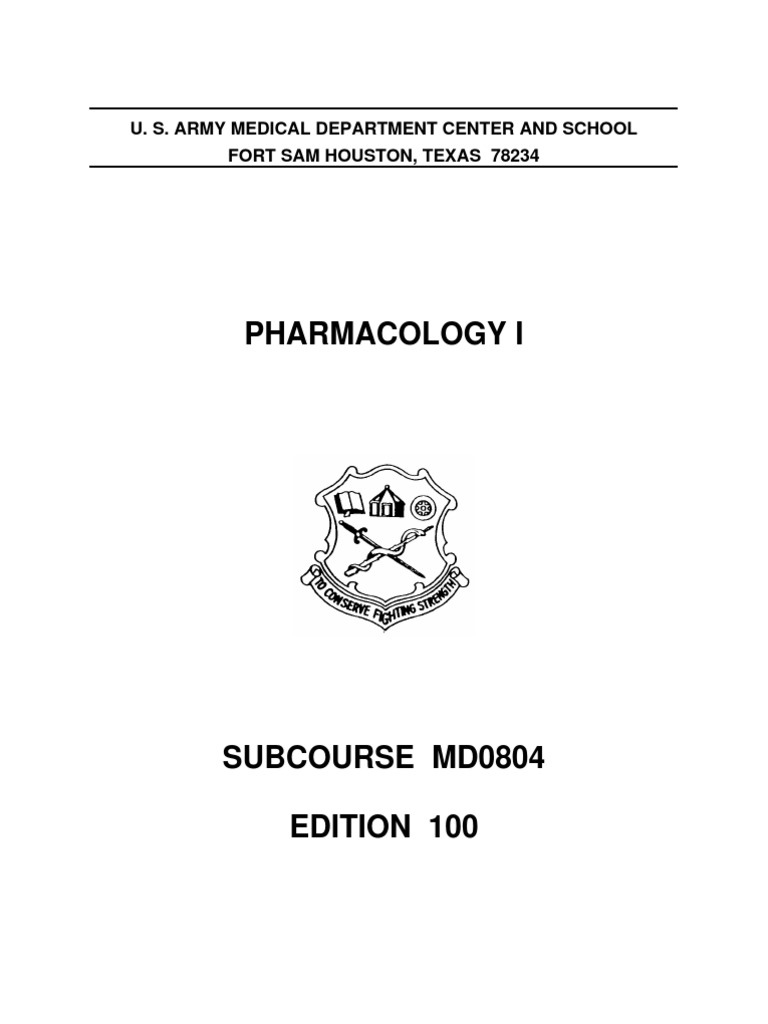 US Army Medical Pharmacology I | PDF | Pharmacy | Cell Membrane