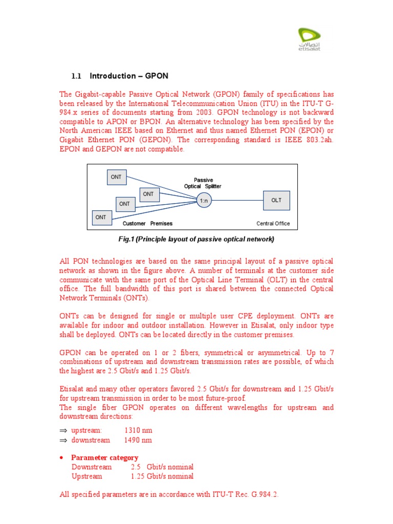 GPON Plan | PDF | Networks | Telecommunications Engineering
