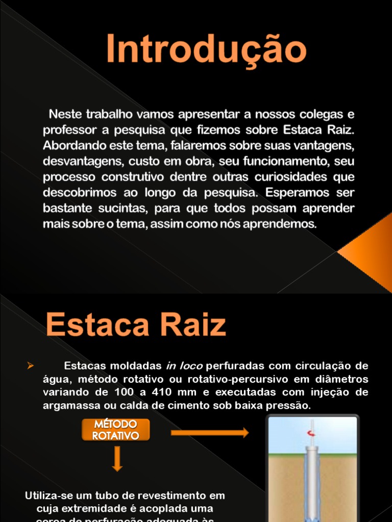 Estaca Raiz | PDF | Argamassa (alvenaria) | Tubo de revestimento