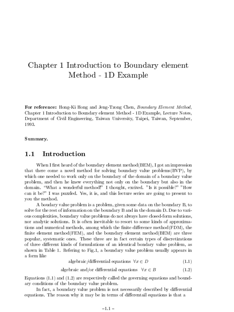1dexample Boundary Element Method Pdf Boundary Element Method Finite Element Method