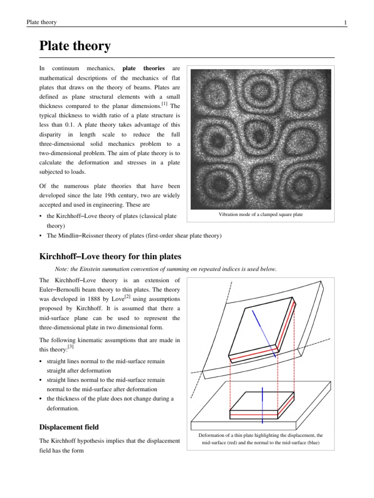 Plate Theory Wiki | PDF | Bending | Physics