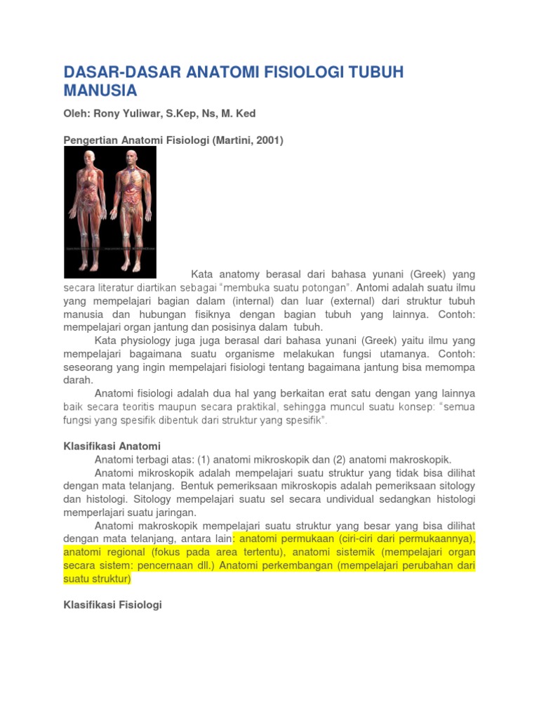 Dasar-Dasar Anatomi Fisiologi Tubuh Manusia | PDF