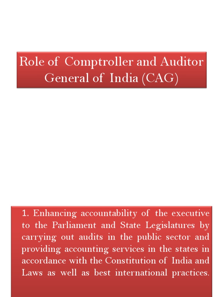 Role of Comptroller and Auditor General of India | PDF | Audit ...