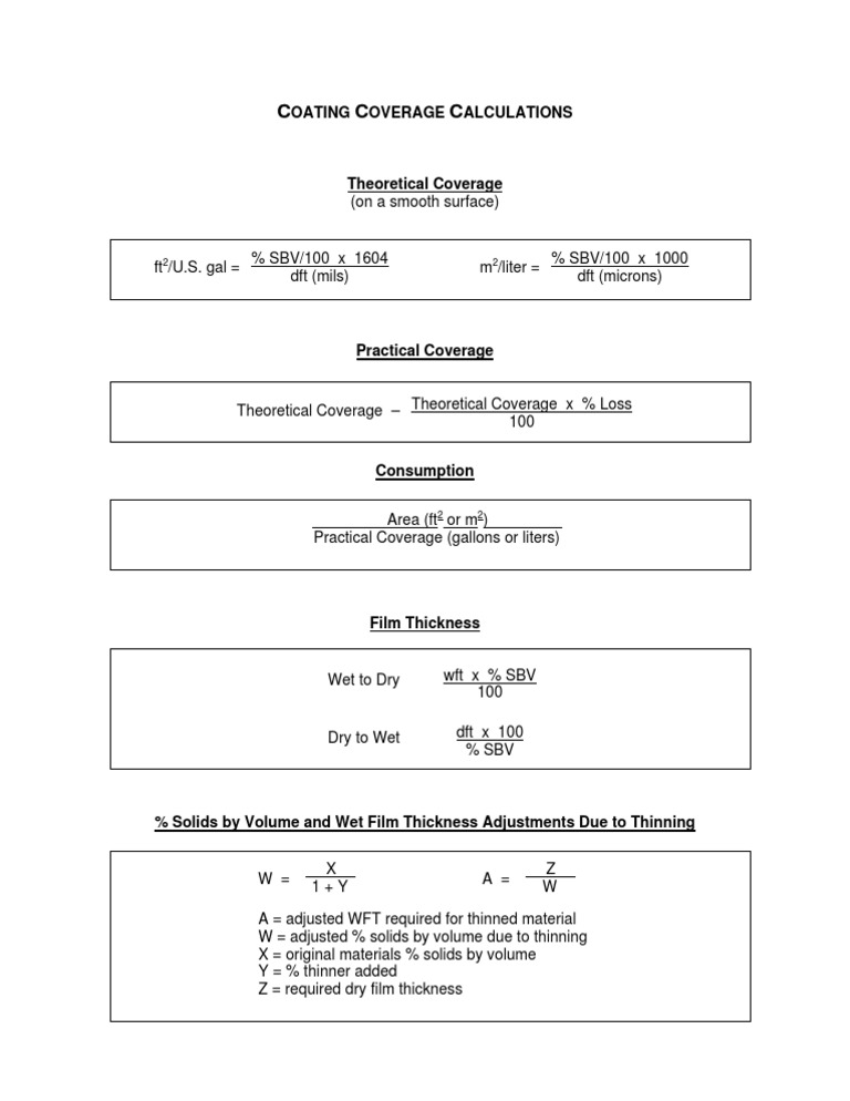 Coating Coverage Calculations | PDF | Science & Mathematics
