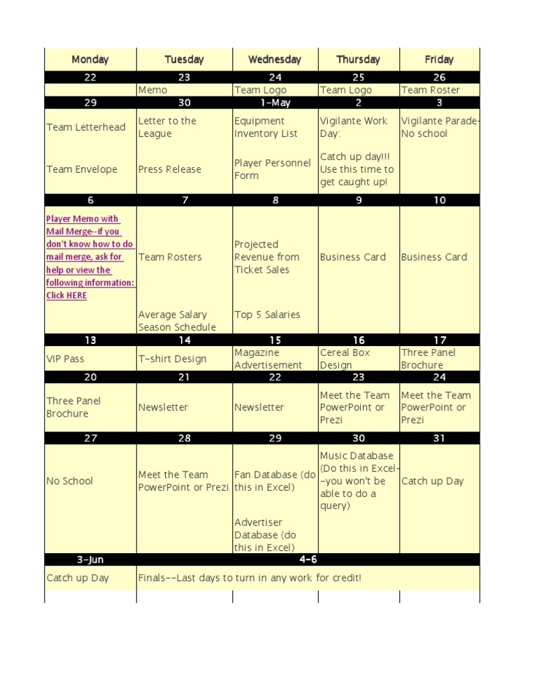 Weekly Schedule and Team Resources | PDF