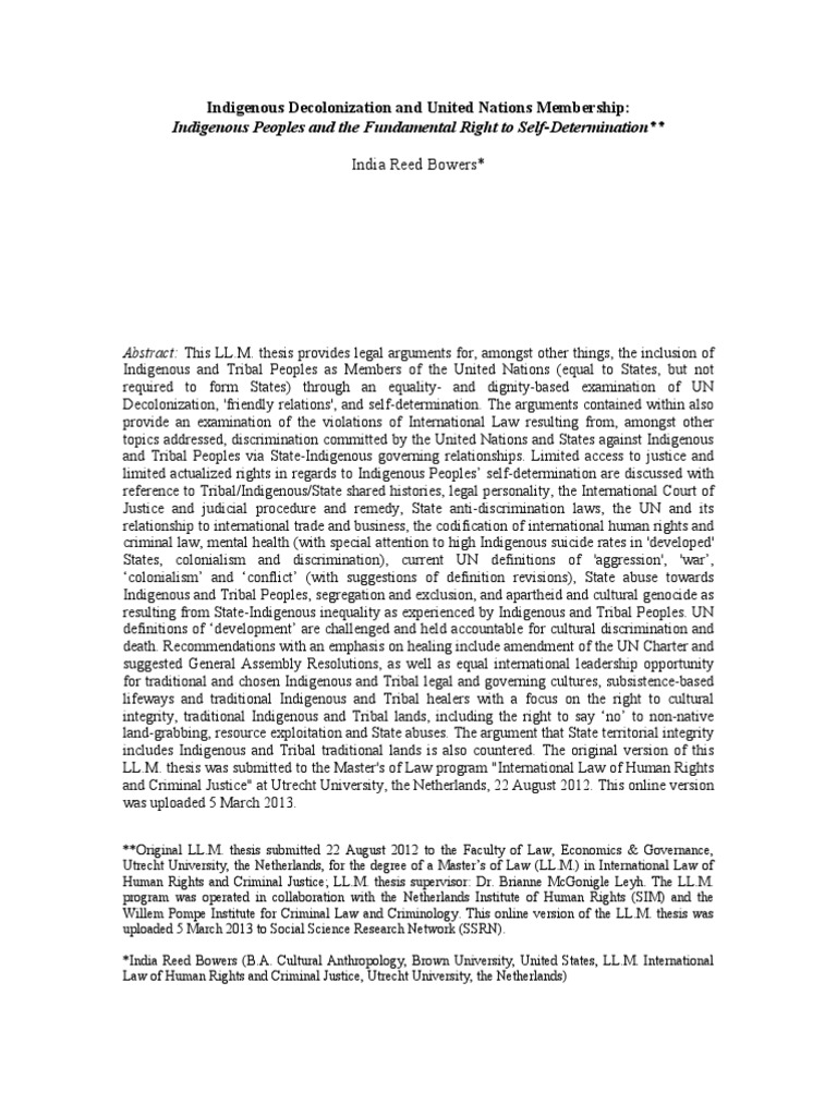 Indigenous Decolonization and United Nations Membership - Indigenous ...