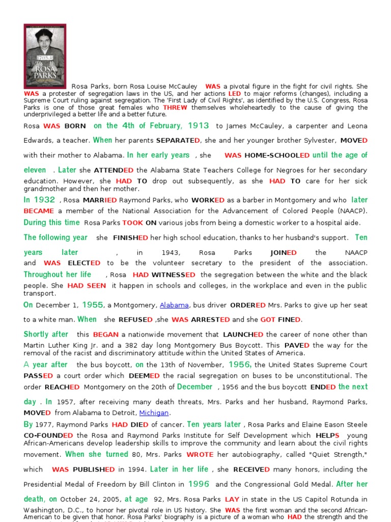 Rosa Parks Biography Student Answer Key | PDF | Rosa Parks | The United ...