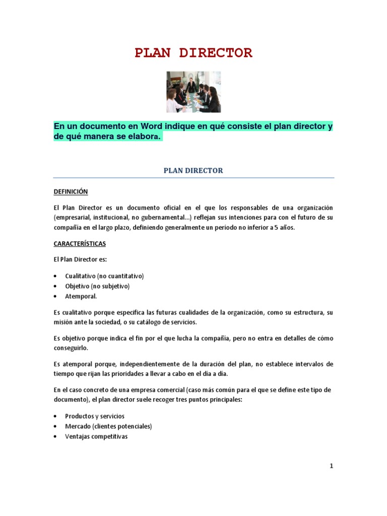 Definición y Elaboración del Plan Director | PDF | Calidad (comercial ...