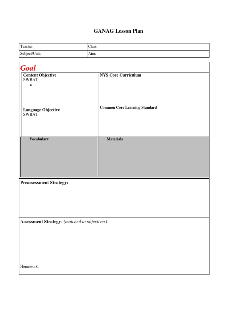 Lesson Plan Framework for Teachers | PDF
