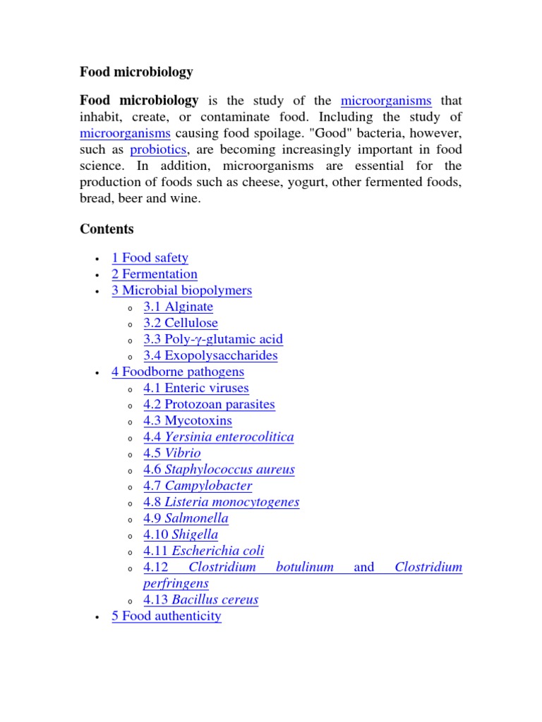 Food Microbiology Notes | PDF | Mycotoxin | Escherichia Coli