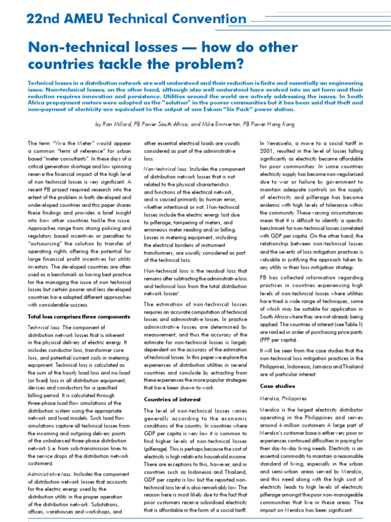 Non Technical Losses | PDF | Electric Power Distribution | Poverty