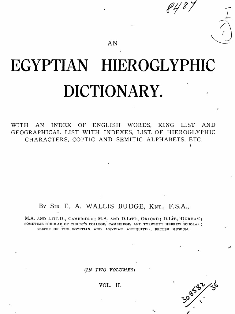 An Egyptian Hieroglyphic Dictionary-Vol 2 | PDF | Ancient Egypt ...