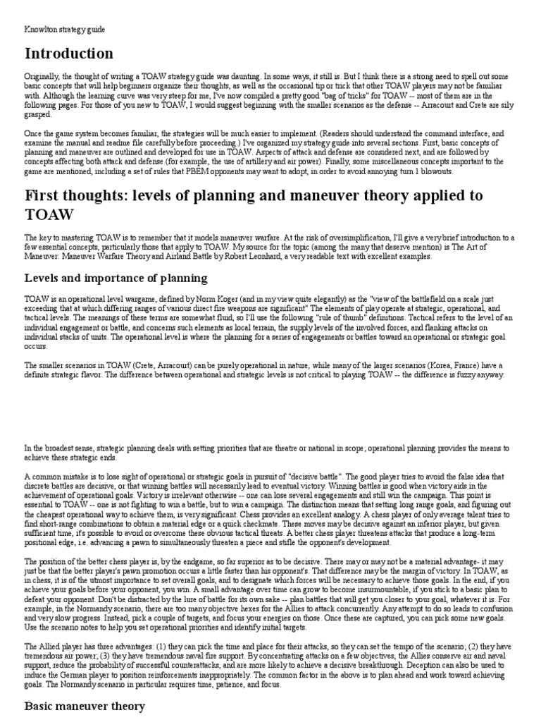 TAOW Strategy Guide | PDF | Maneuver Warfare | Flanking Maneuver