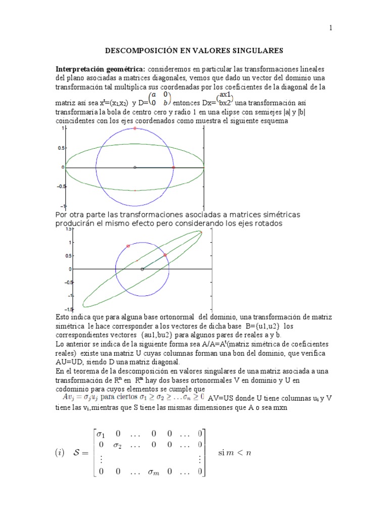 Descomposición en Valores Singulares | PDF | Valores propios y vectores propios | Matriz ...
