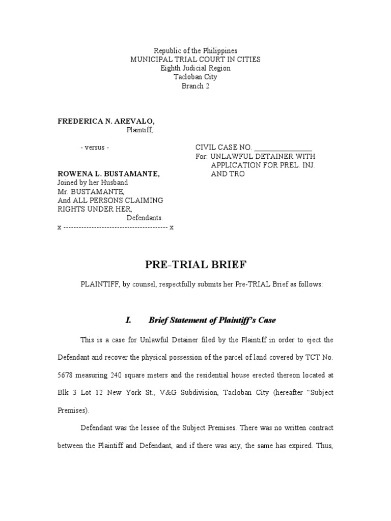 12 Preliminary Conference Brief | PDF | Notary Public | Common Law