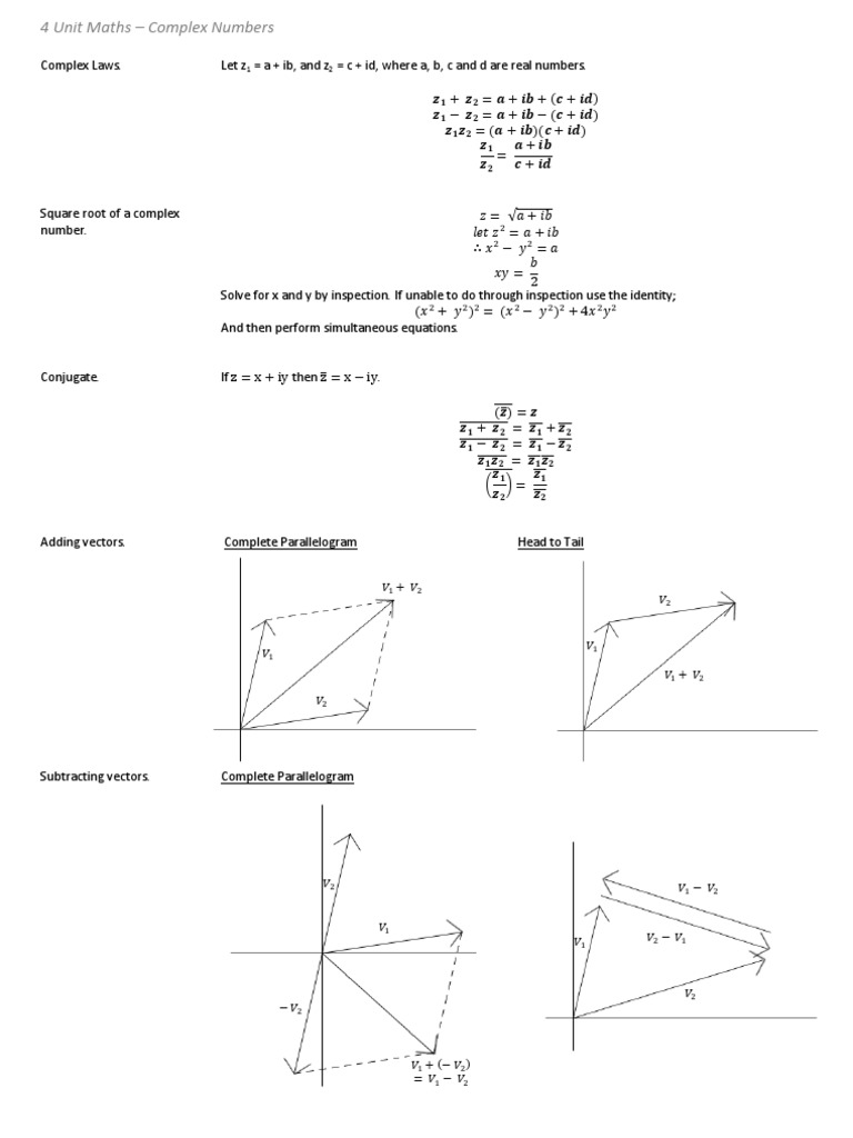 4 Unit Maths - Complex Numbers | PDF | Complex Number | Circle