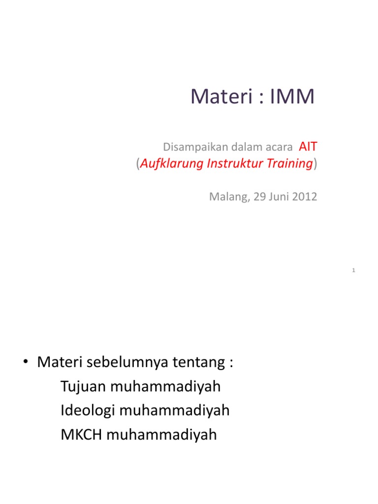 Materi Ke - IMM-an | PDF | Karier & Perkembangan