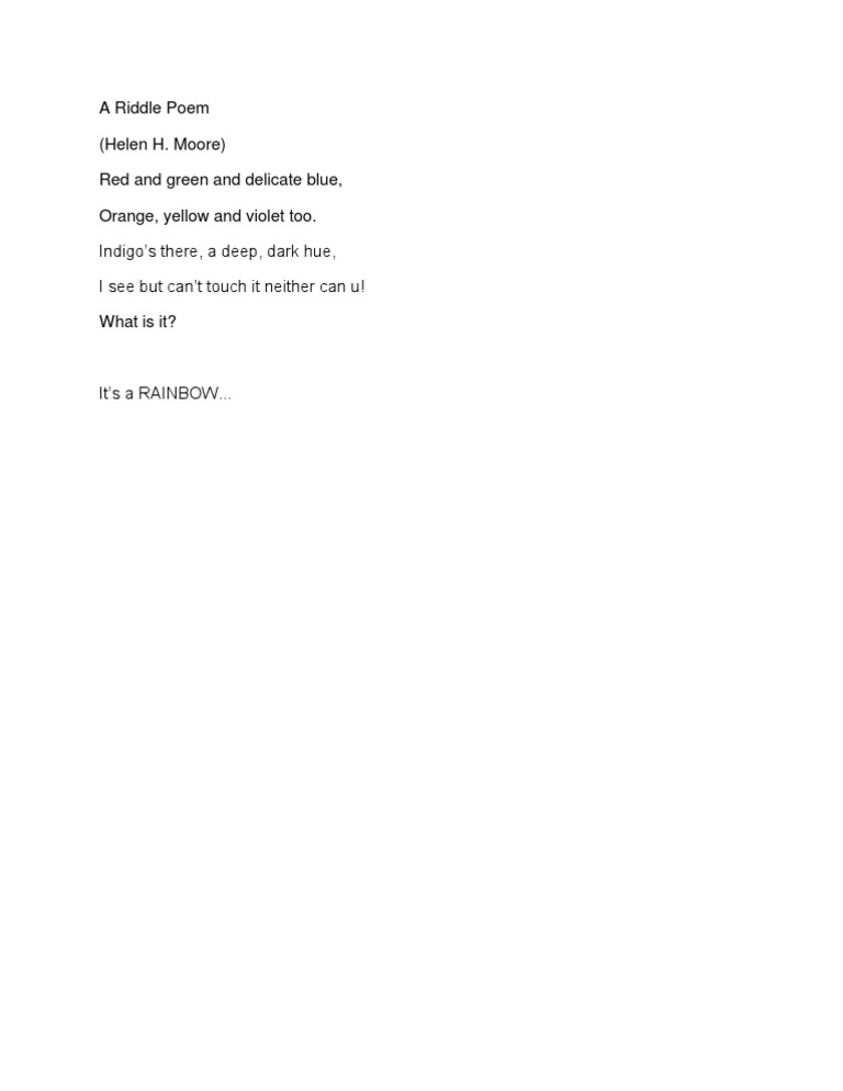 A Riddle Poem | PDF | General Fiction