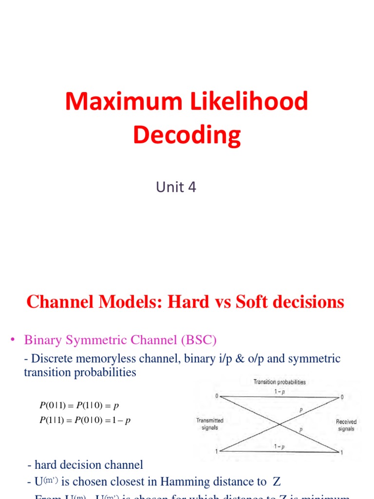 Maximum Likelihood Decoding Techniques Notes Pdf Mathematical Concepts Discrete Mathematics