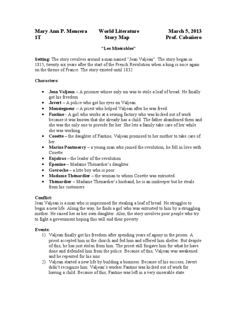 Les Miserables Story Map | Cosette | Marius Pontmercy