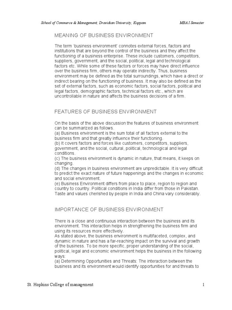 Notes of Business Environment Unit 1 | PDF | Business | Trade Union