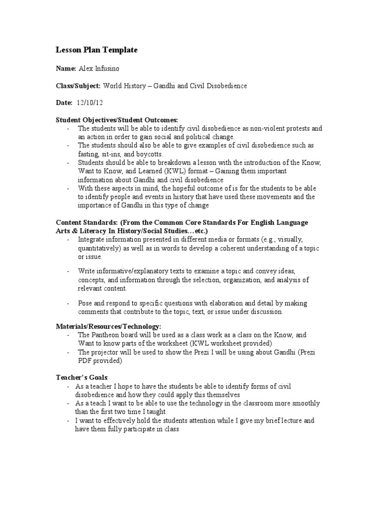 Gandhi Lesson Plan (With PDF and WKSHT) | PDF | Mahatma Gandhi | Lesson ...