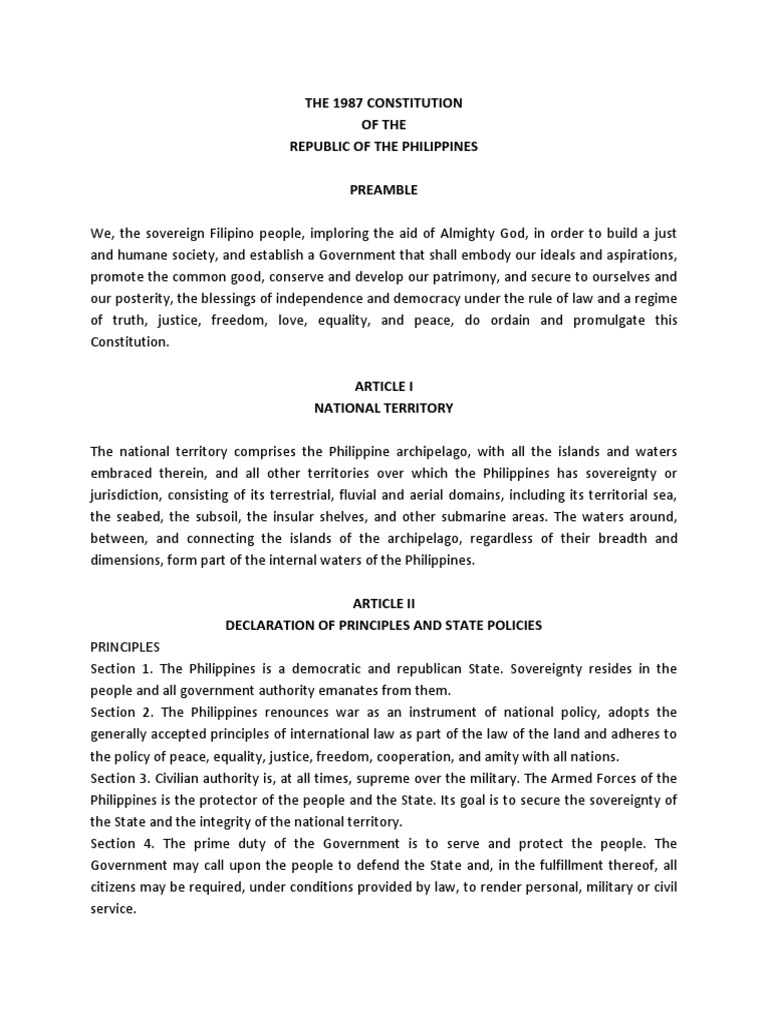 The 1987 Constitution | PDF | Presidents Of The United States ...