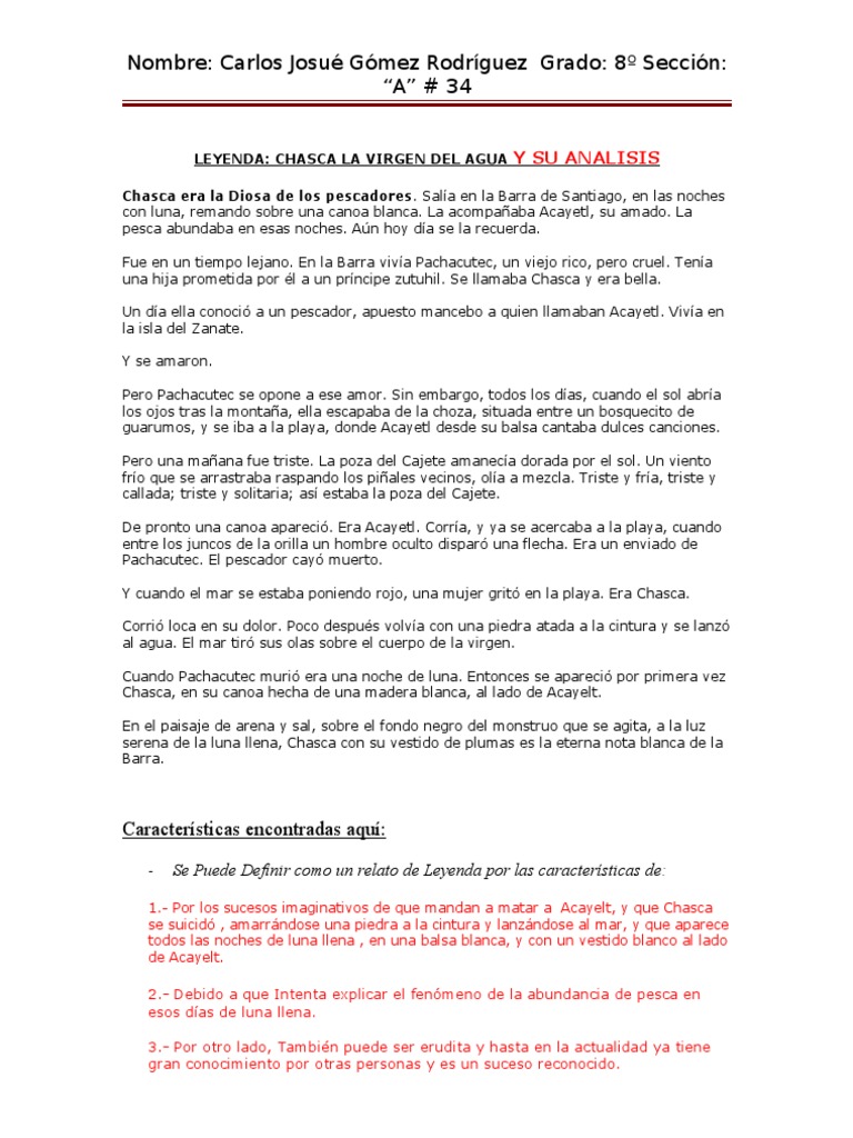 Chasca La Virgen Del Agua (ANALISIS) | PDF