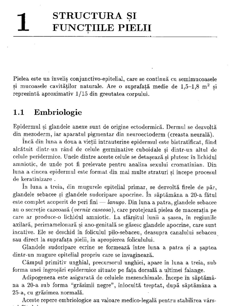 Curs Dermatologie 01 - Pielea Structura Functie | PDF