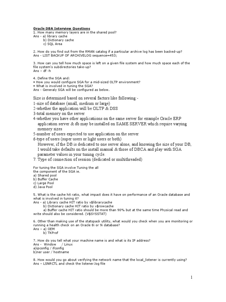 Oracle DBA Interview Questions | PDF | Oracle Database | Databases