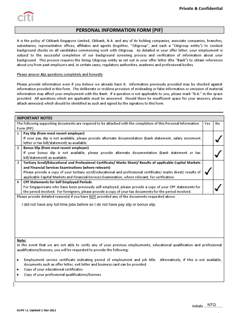 03 Pif PDF | PDF | Citigroup | Identity Document
