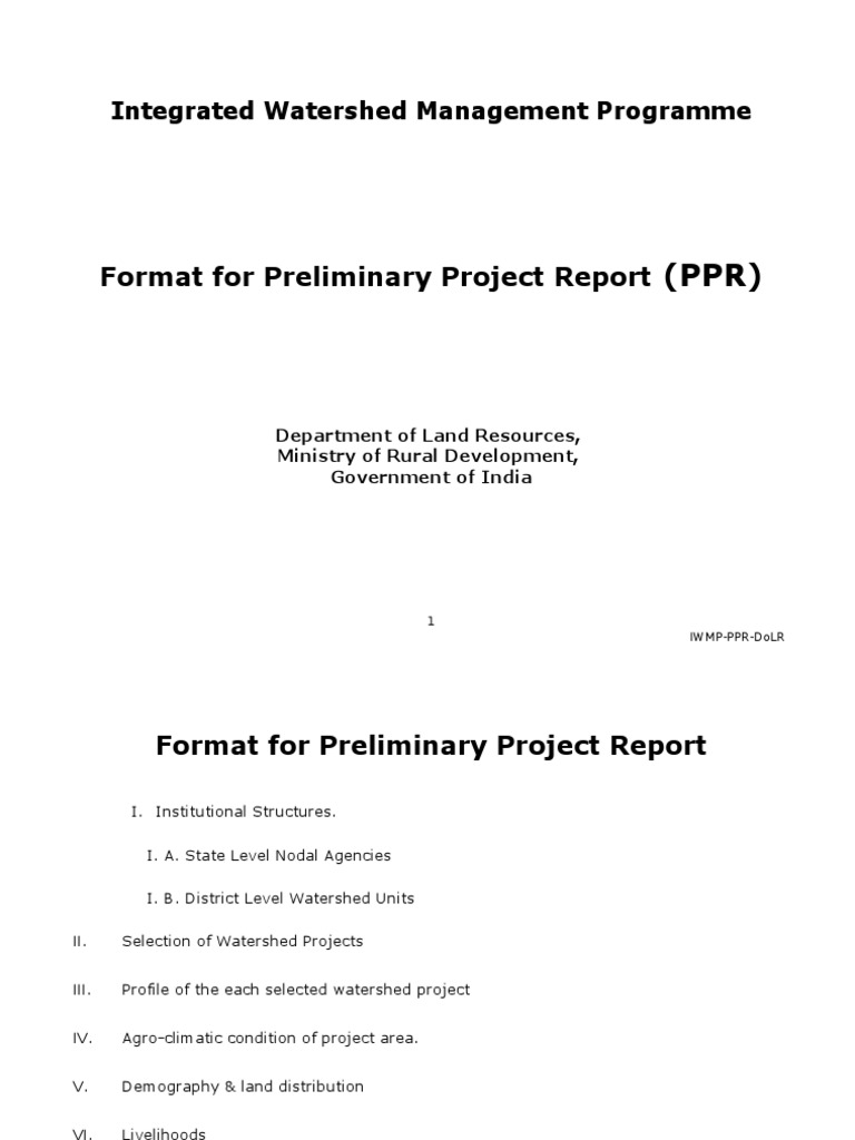 Format for Preliminary Project Report (PPR) | Erosion | Natural ...