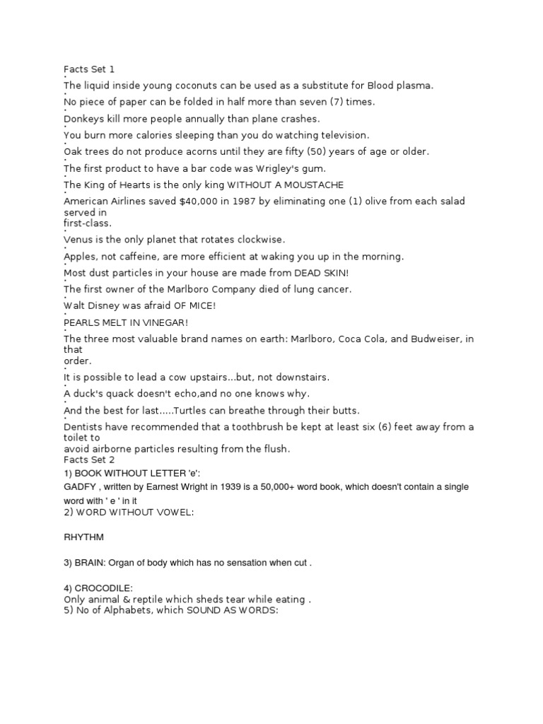 Amazing Facts | PDF | Reptile | Nature