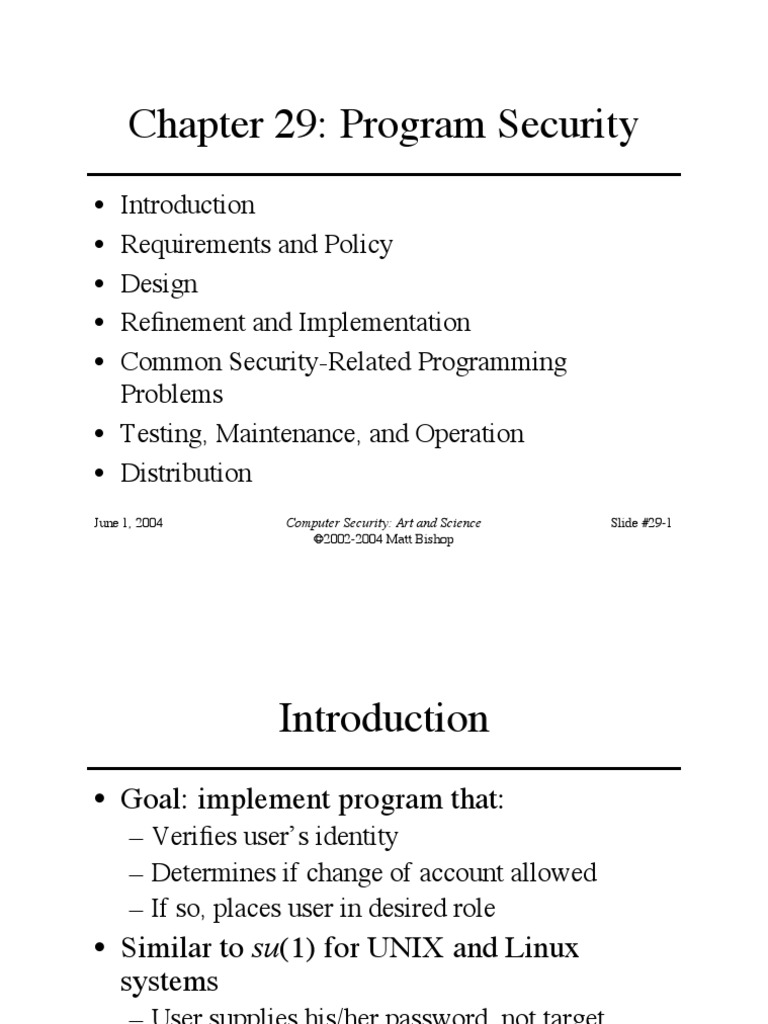 Chapter 29: Program Security | PDF | Superuser | Password
