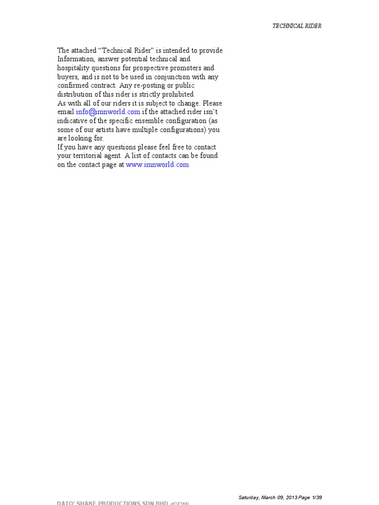 Technical Rider Draft | PDF | Indemnity | Insurance