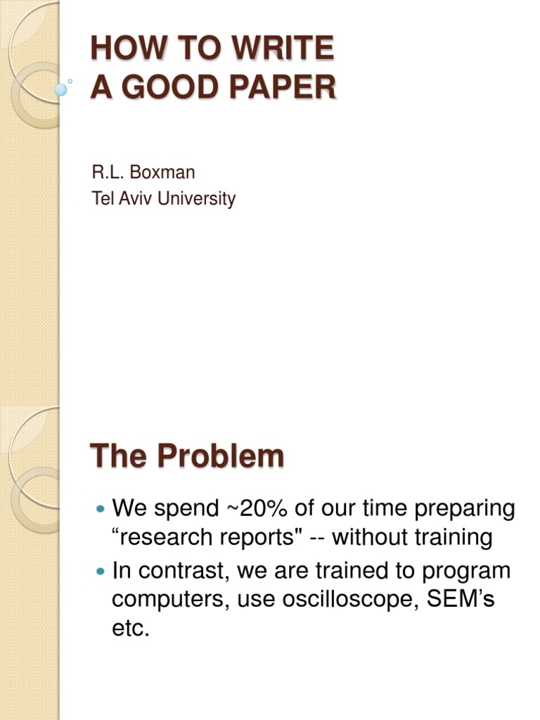 How To Write A Good Paper | PDF | Abstract (Summary) | Experiment