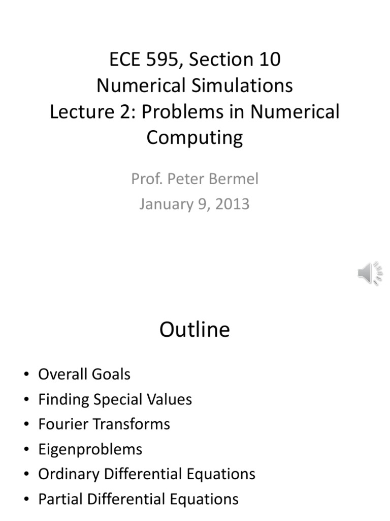 ECE 595, Section 10 Numerical Simulations Lecture 2: Problems in Numerical Computing | PDF ...