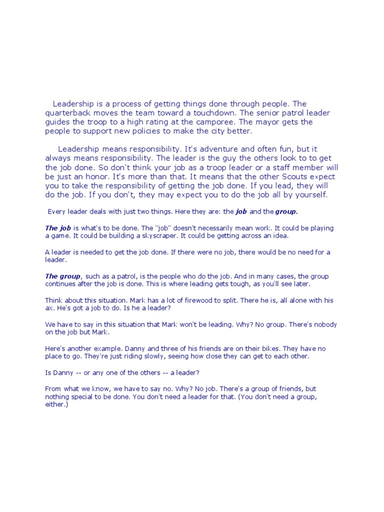 Leadership Is A Process of Getting Things Done Through People | PDF ...