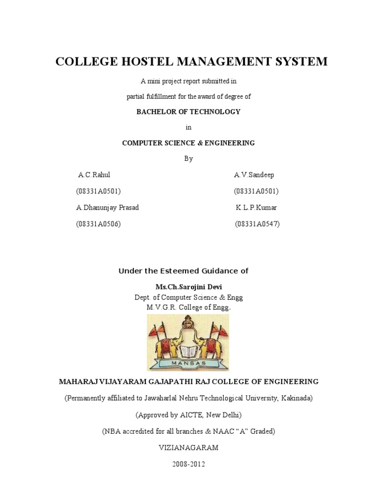 College Hostel Management System: A Mini Project Report Submitted in ...