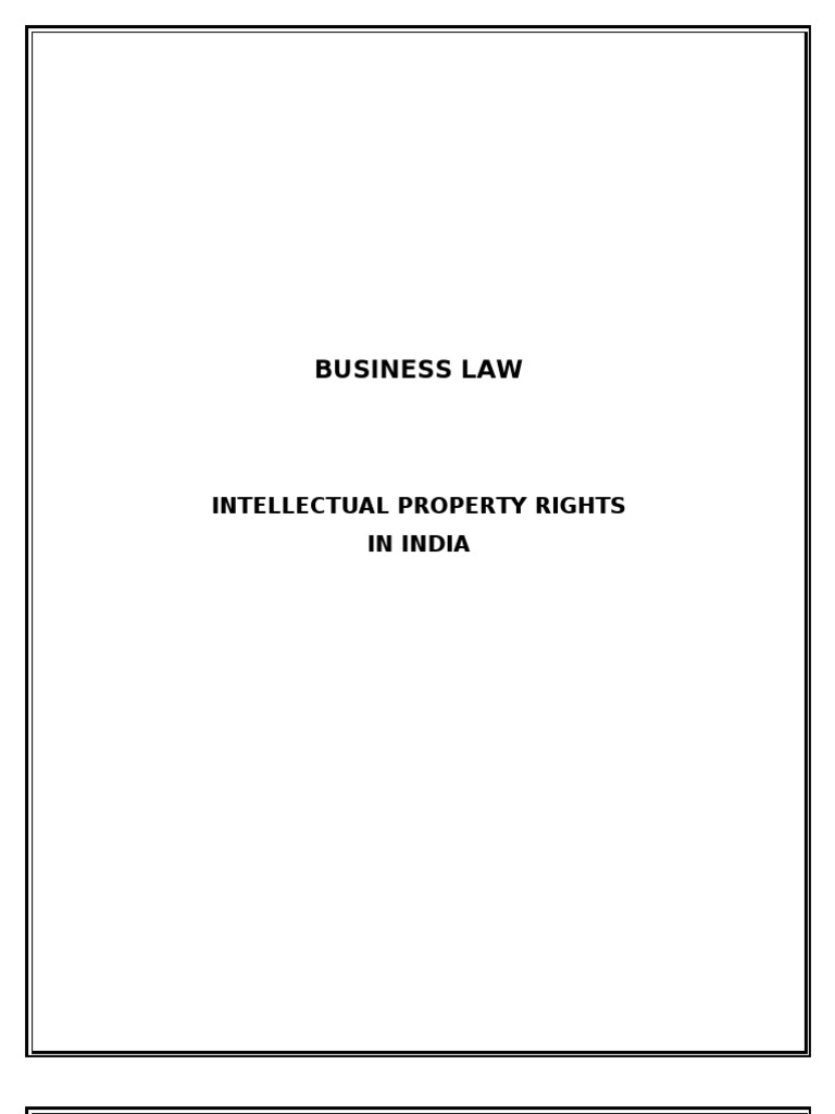 Business Law IPR in India | PDF | Intellectual Property | Trips Agreement
